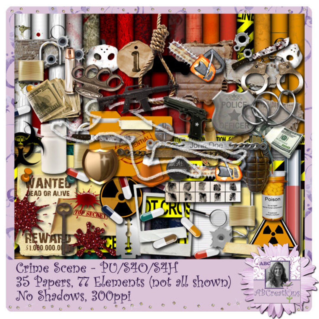 Crime Scene Digital Scrapbooking Kit, Halloween, Scrapbook, Smash Book ...