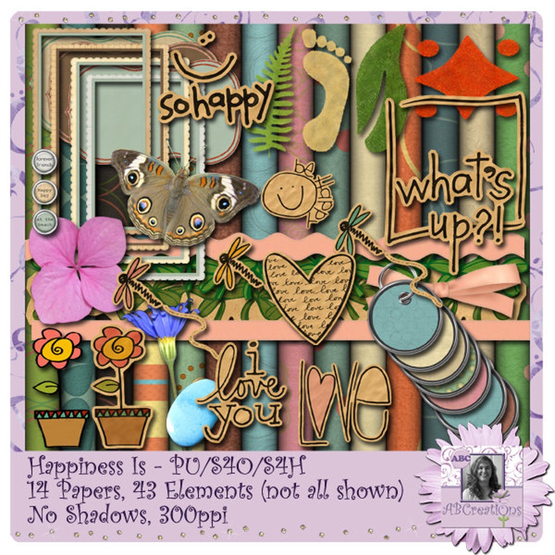 Happiness is Digital Scrapbooking Kit, so Happy, Happy Day, Dragonfly ...