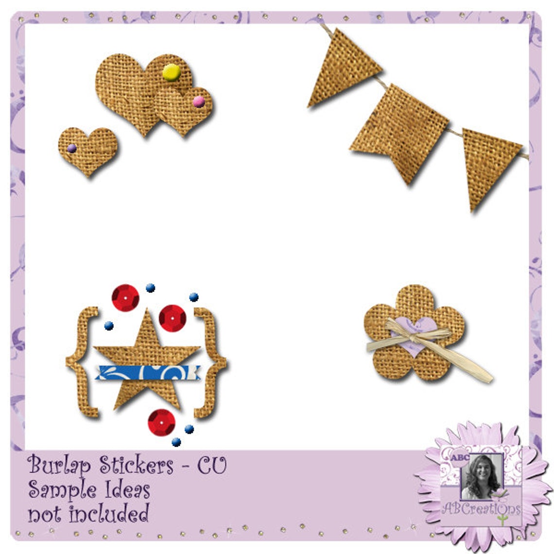 Burlap Stickers Digital Scrapbooking Digiscrap Scrapbook - Etsy