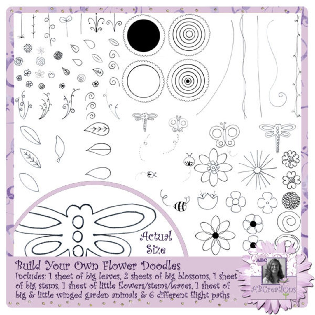 Build Your Own Flower Doodles, Spring, Drawing, Card Making, Gardening ...