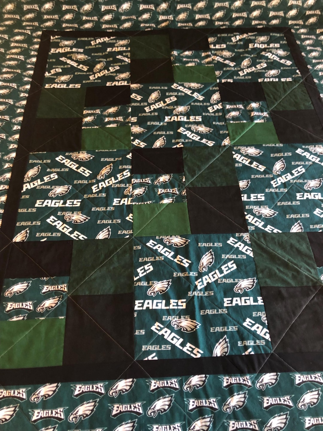 Philadelphia Eagles Quilt - Handmade NFL Philadelphia Eagles Patchwork ...