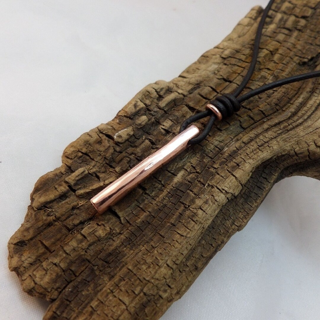 Simple Copper Pendant Necklace, Copper Necklace, Leather Necklace, 7th ...