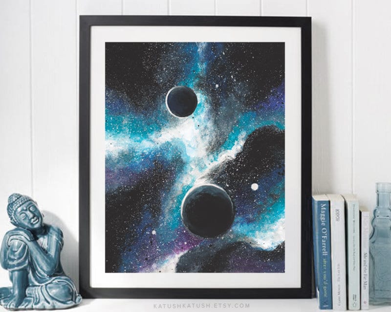 Space Print, Galaxy Print, Planets Wall Art, Nebula Art, Mysterious ...