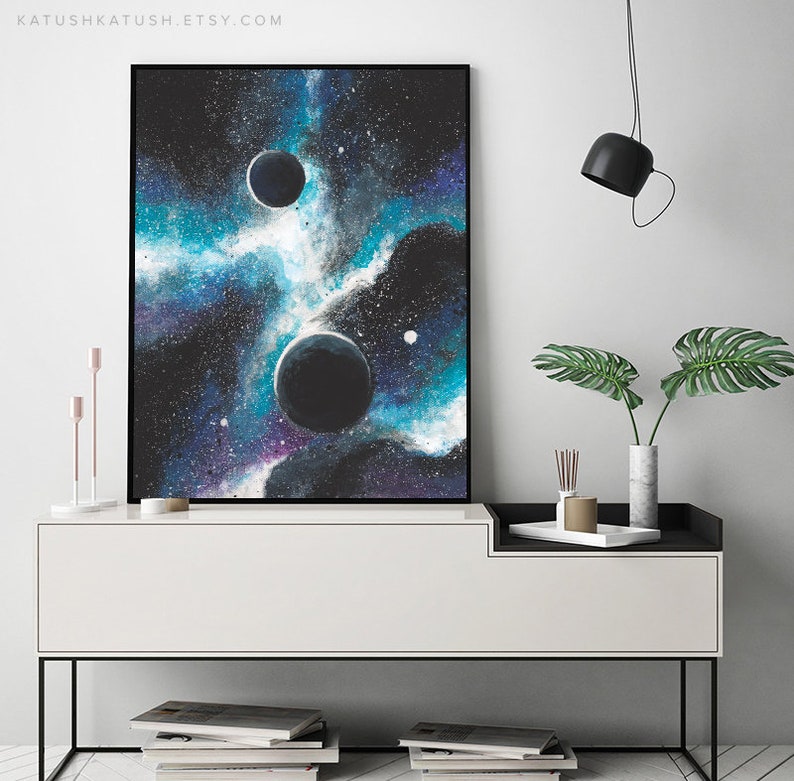 Space Print, Galaxy Print, Planets Wall Art, Nebula Art, Mysterious ...