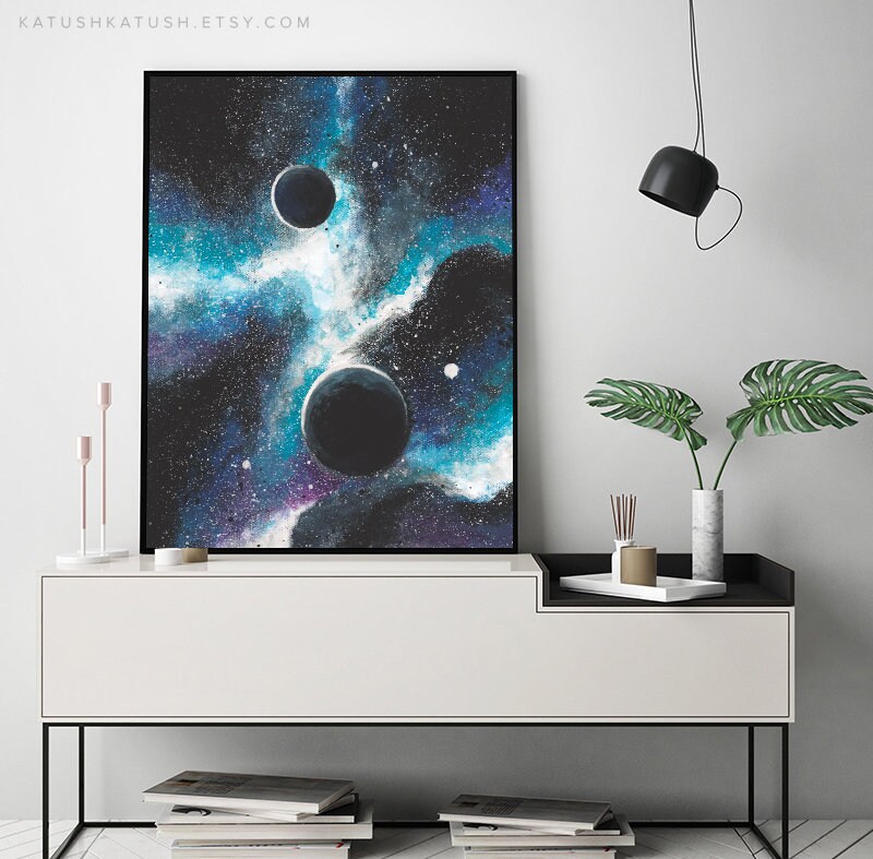 Space Print, Galaxy Print, Planets Wall Art, Nebula Art, Mysterious ...