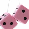 White Plush Fuzzy Dice With Red Sparkle Hearts and Chain or Cord / Car ...