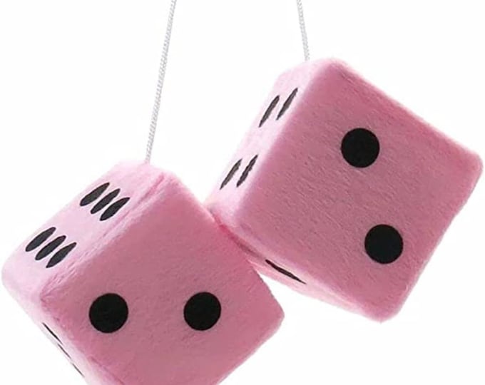 Pink Plush Dice 3 Pair of Hanging Pink Dice With Black Pips dots ...