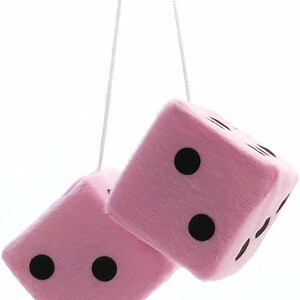 Pink Plush Dice 3" - Pair of Hanging Pink Dice With Black Pips (dots ...