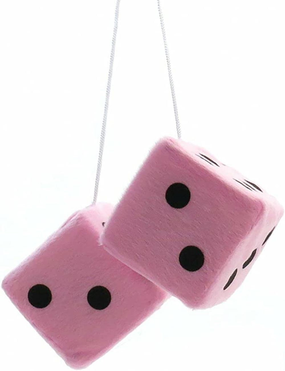 Pink Plush Dice 3" - Pair of Hanging Pink Dice With Black Pips (dots ...