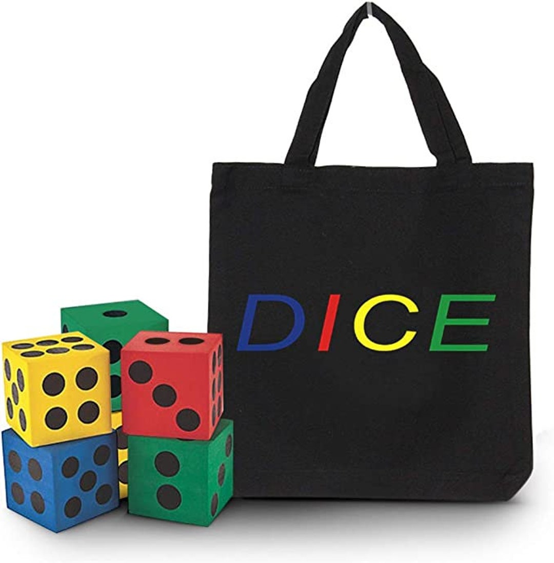 Jumbo Foam Dice Set: 6 Colorful Game Dice With Cotton Tote - Etsy