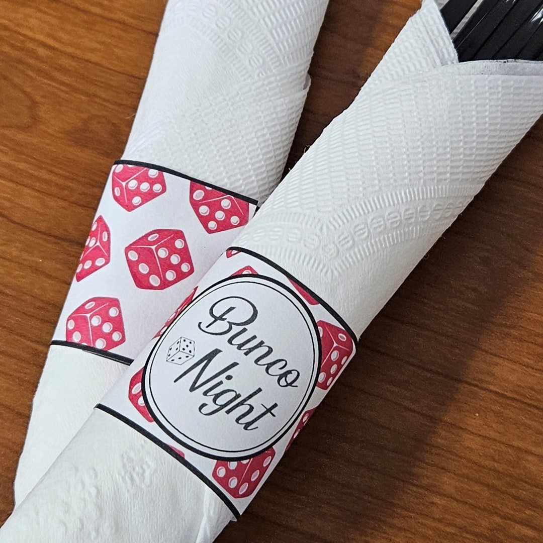 Bunco Party Napkin Ring - Instant Download Bunco Night Silverware ...