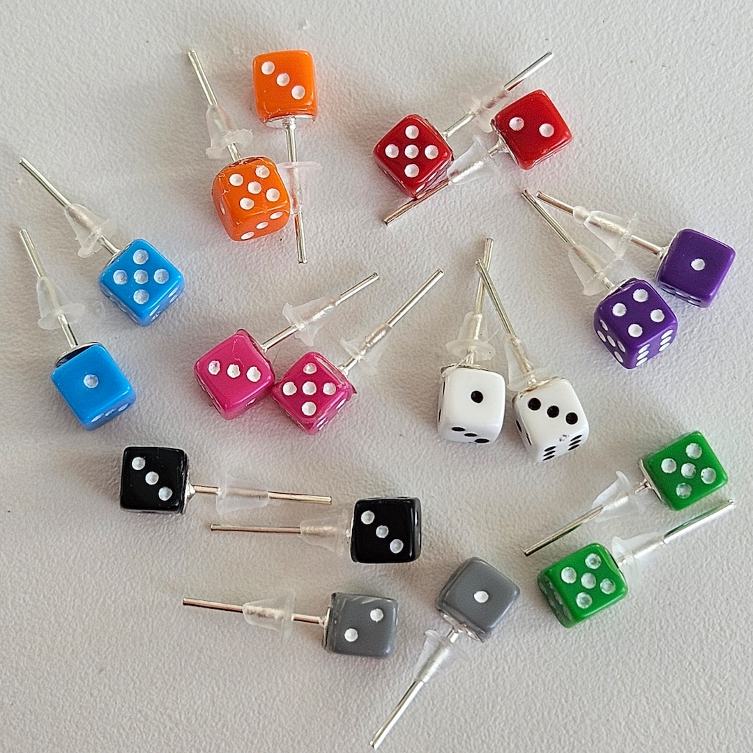 1 Dozen Dice Earrings - Assorted Colors for Casino or Bunco Night - Etsy