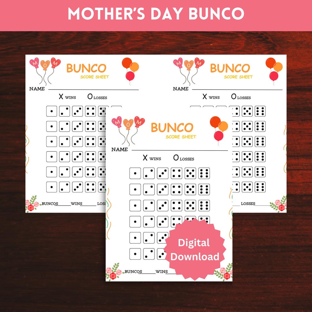 Celebrate Mom Bunco Score Sheet | Mother’s Day Printable Bunco Game ...
