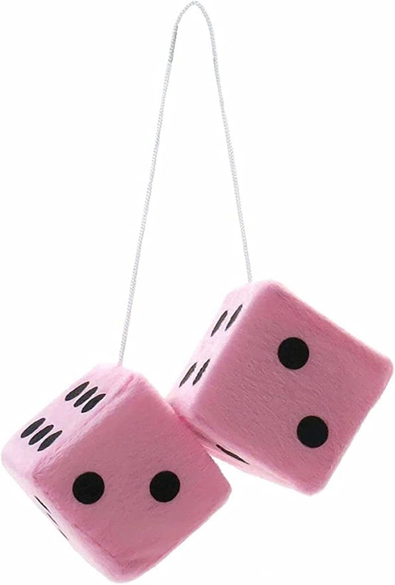 Pink Plush Dice 3 Pair of Hanging Pink Dice With Black - Etsy