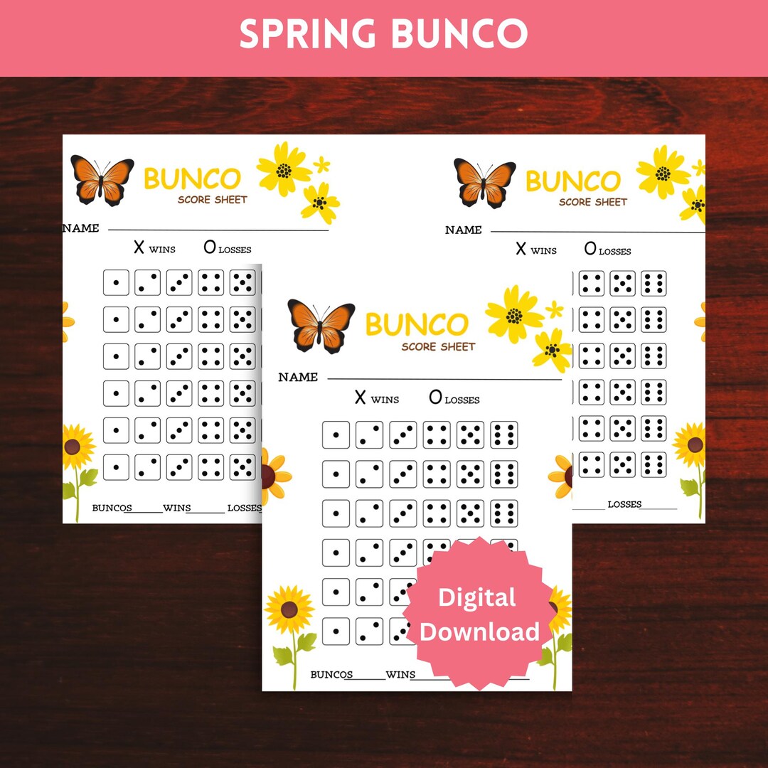 Floral Spring Bunco Score Sheet: Printable Party Game (instant Download ...