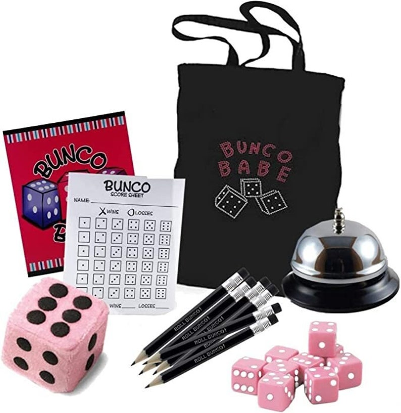 Bunco Babe Game Set: Crystal Tote, Pink Dice & Score Sheets - Etsy