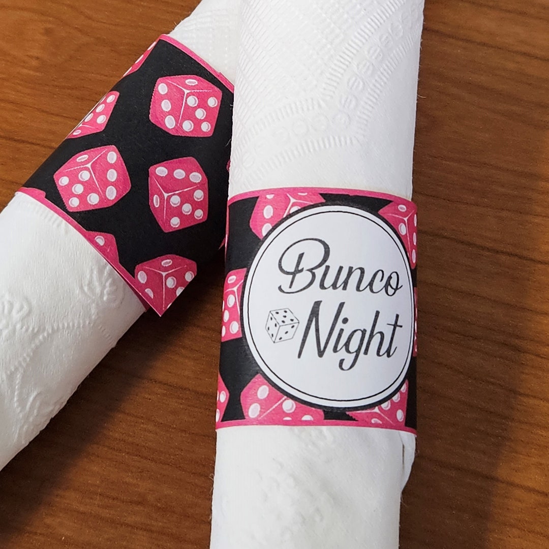 Bunco Party Napkin Ring PDF - Instant Download Bunco Night Silverware ...