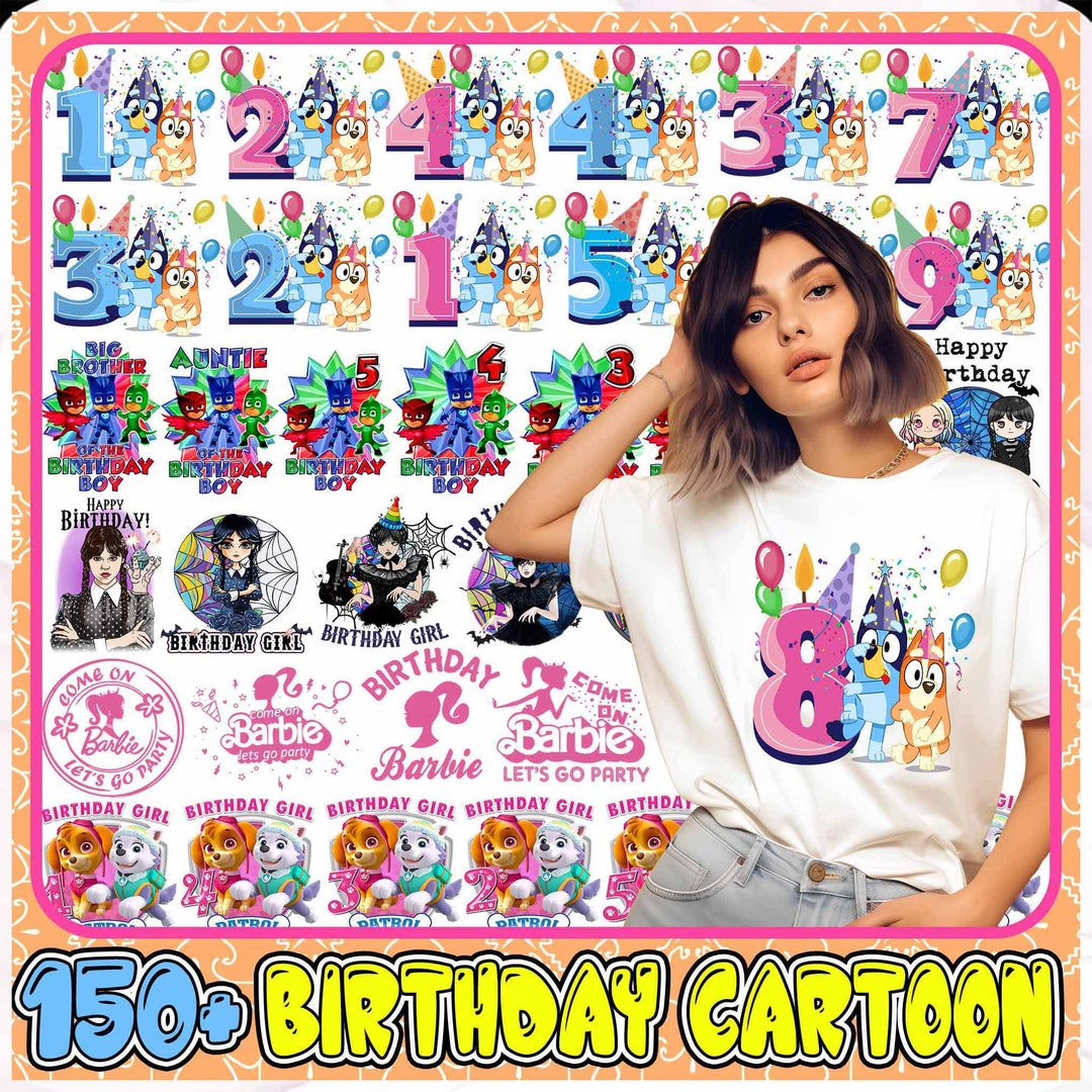 Cartoon Birthday Mega Bundle Svg, Cricut Printable Clipart Silhouette ...
