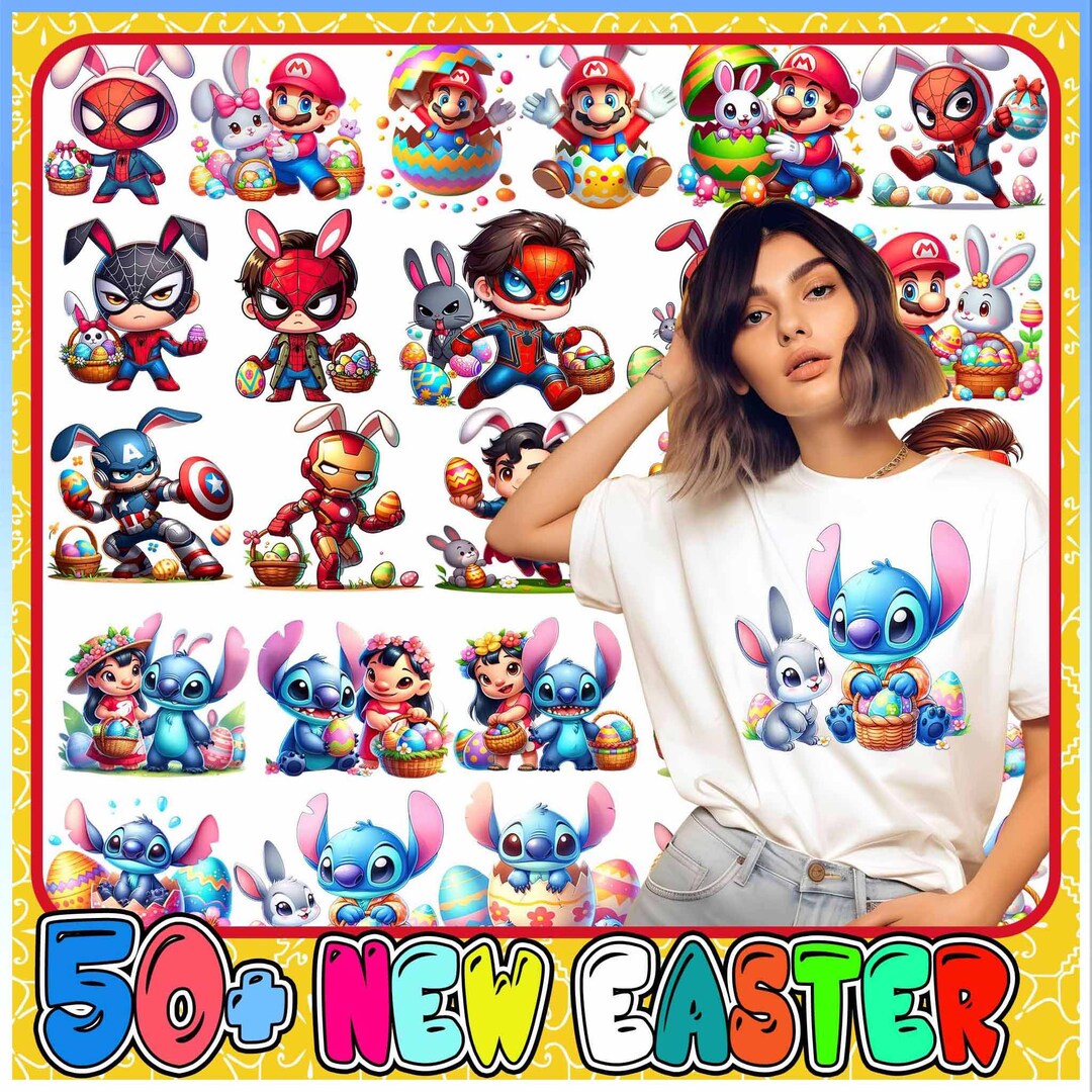 Mega Cartoon Easter Character Png Bundle, Spring Easter Png, Happy ...