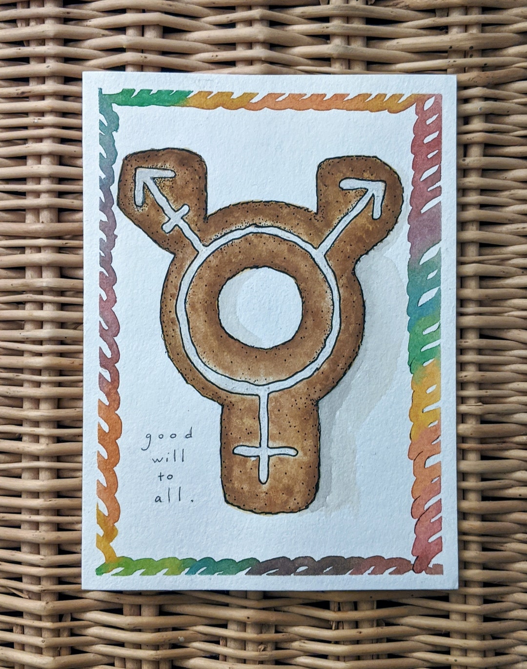 Watercolor "good Will to All" Transgender Holiday Cookie - Etsy