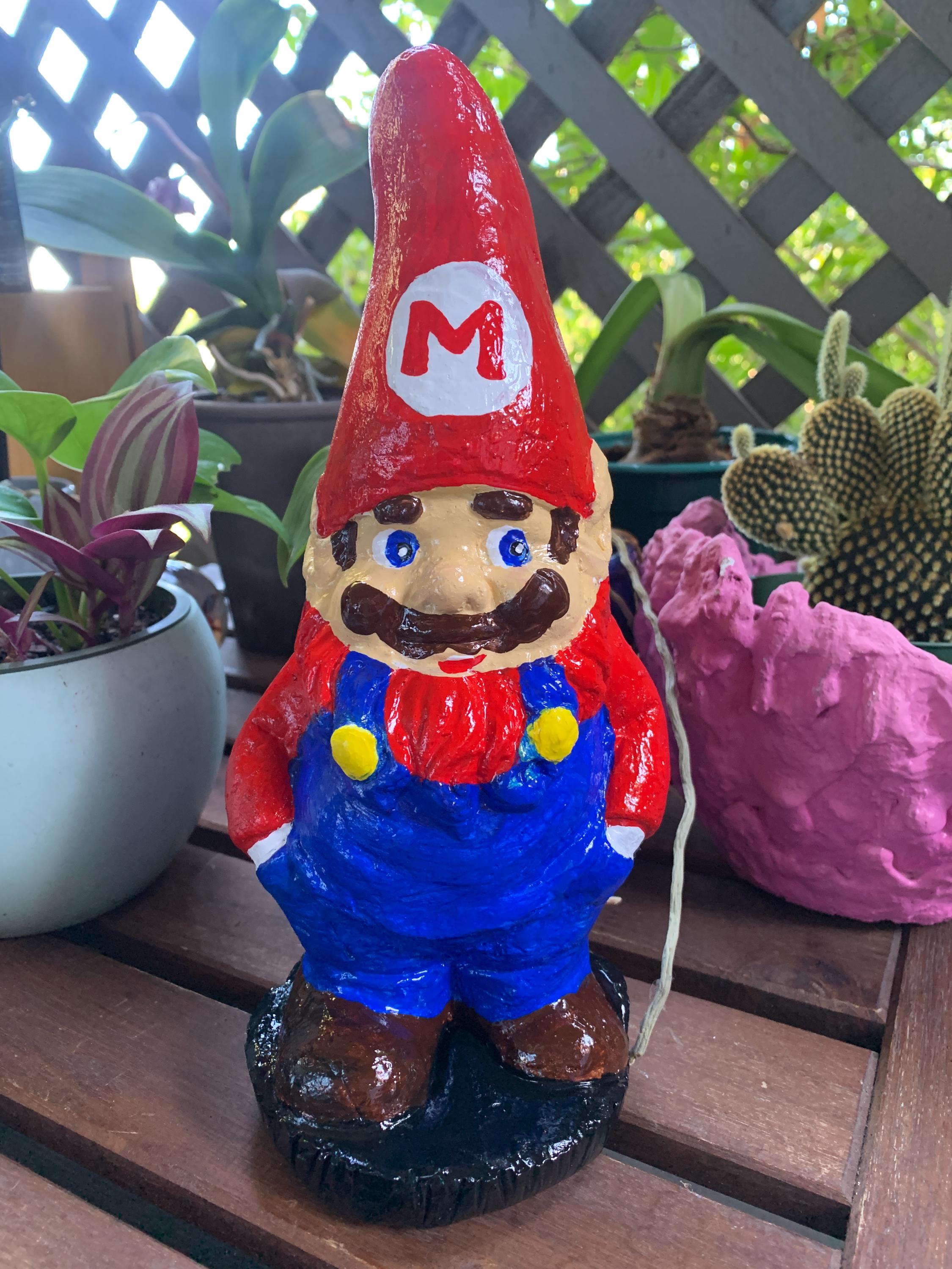 Mario Gnome, Mario Bros. Parody, Solid Garden Gnome, 12 Inches, 30cm ...