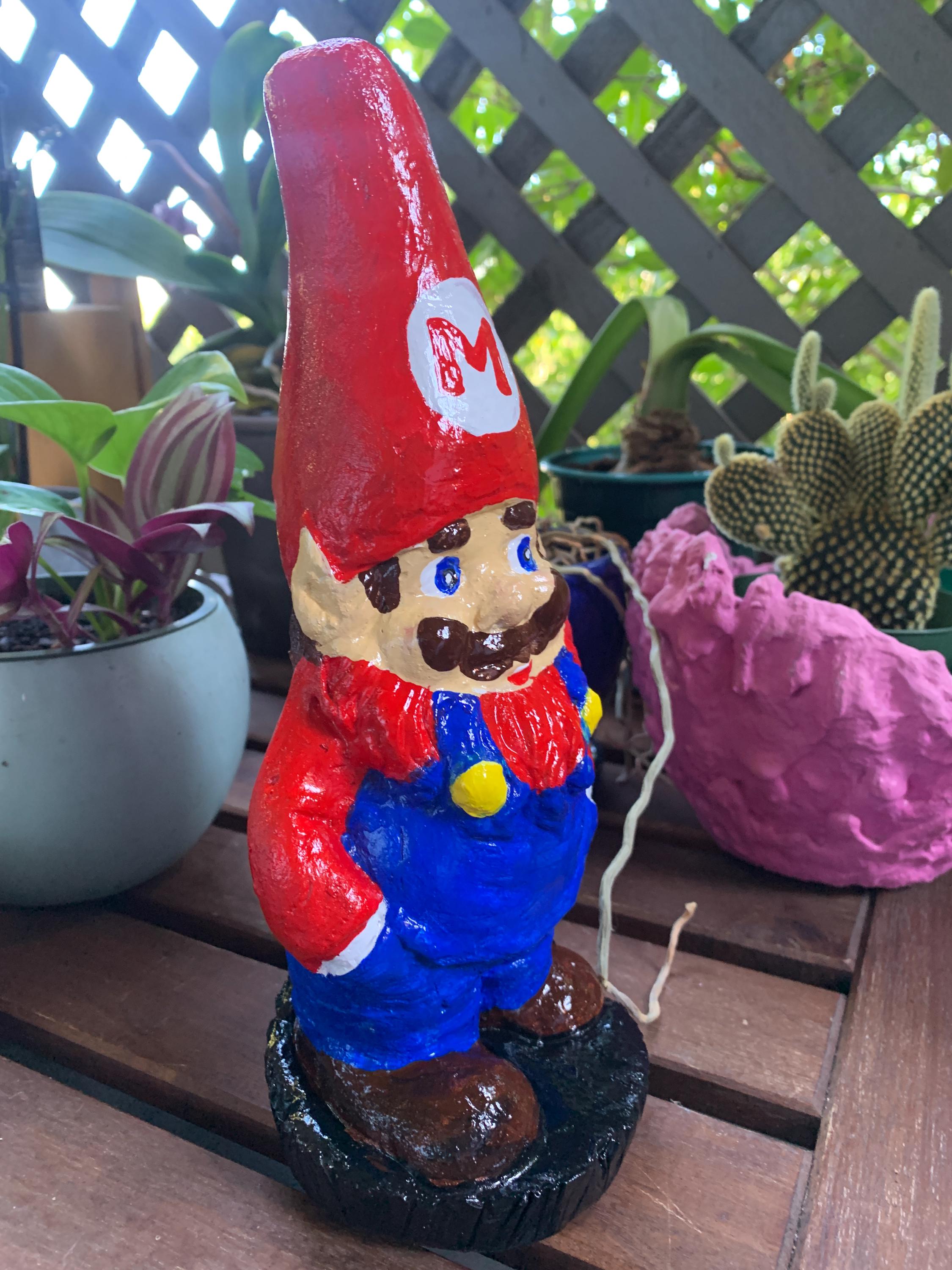 Mario Gnome, Mario Bros. Parody, Solid Garden Gnome, 12 Inches ...