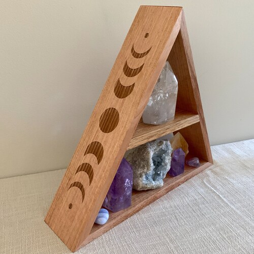 Moon Phases Triangle Shelf Choose Stain and Accent Color - Etsy