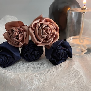 Navy Blue and Rose Gold Flower 12 Inch Stems, Wedding Flower ...