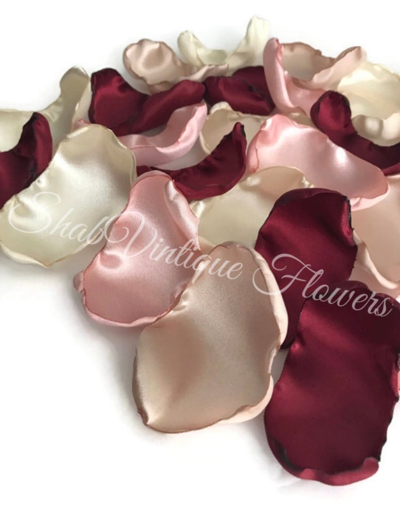 Wedding Decor, Maroon, Blush, Ivory, Champagne Mix of Flower Petals ...