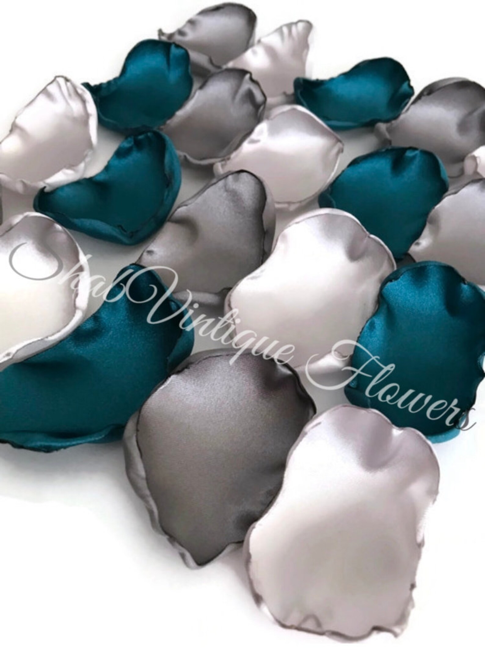 Teal Slate Light Silver Flower Petals Dessert Table Decor - Etsy