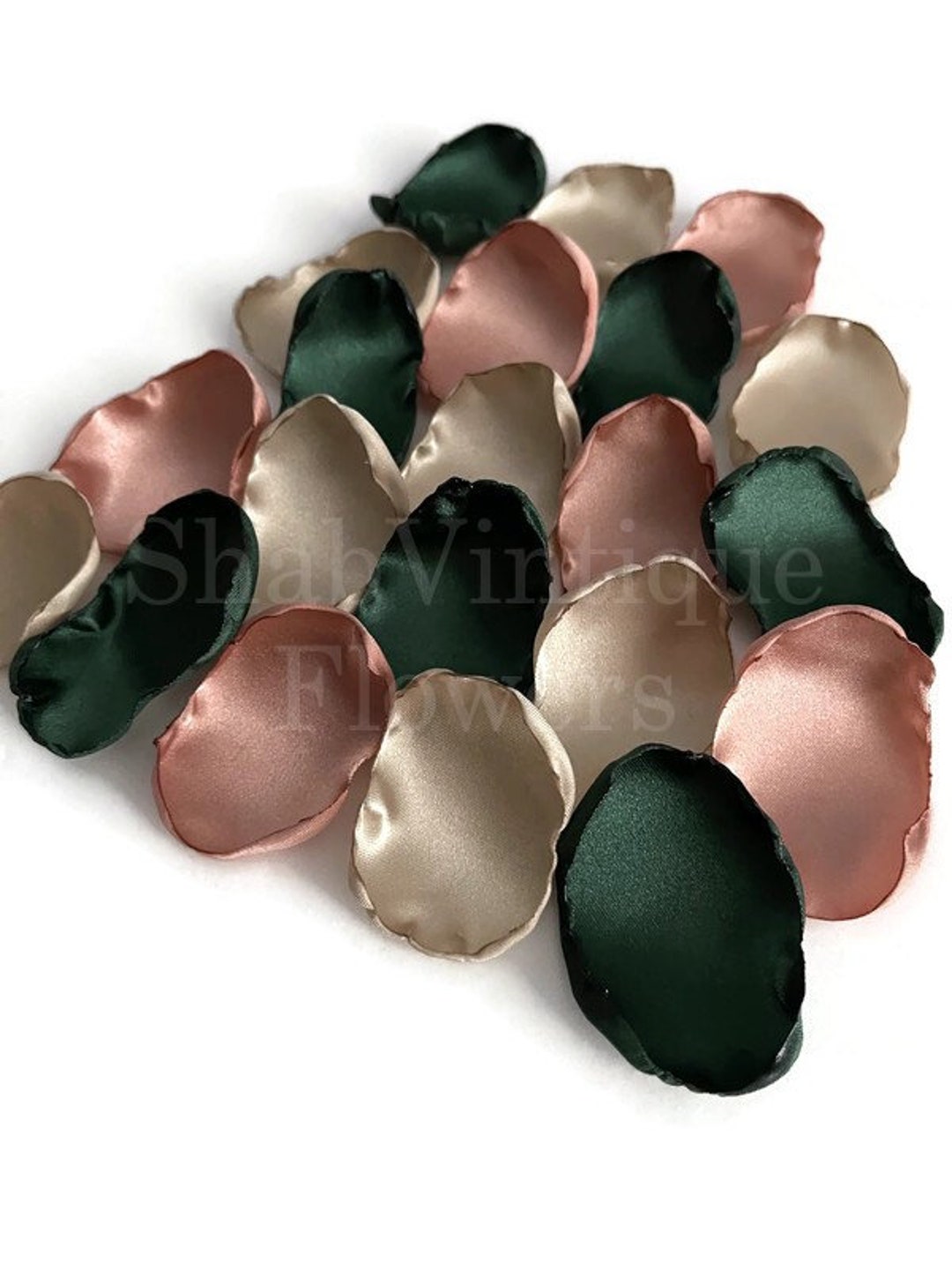 Emerald Green Rose Gold and Champagne Flower Petals, Flower Girl Petals ...