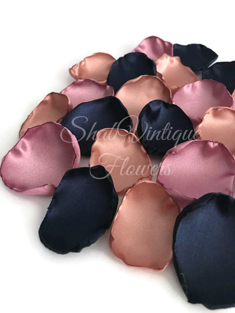 Navy Blue Rose Gold and Mauve Flower Petals Rose Petals | Etsy