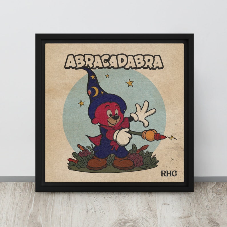 ABRACADABRA 12x12 Framed Canvas Retro Cartoon Abracadabra Kids Wall Art ...