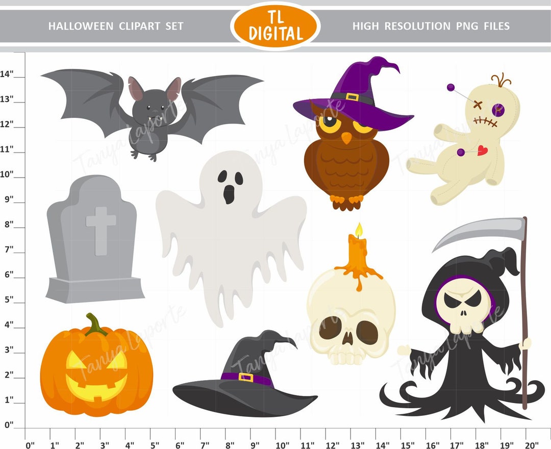 Halloween Clipart Set 9 Halloween Themed Illustrations - Etsy Australia
