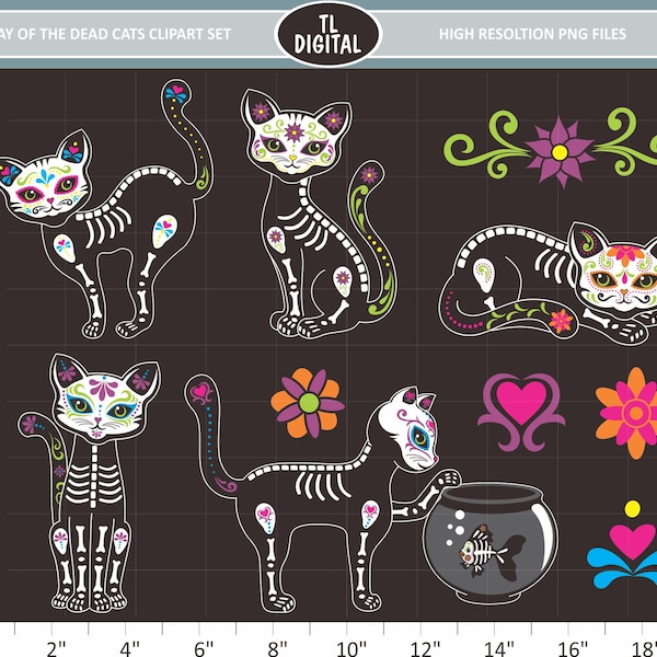 Sugar Skull Cat - Etsy