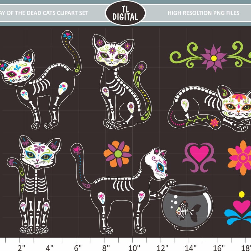 Sugar Skull Cat - Etsy