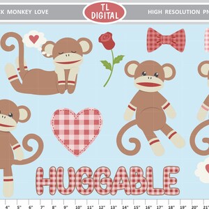 Valentines Day Clipart Sock Monkey Love Clipart Cute Valentine Graphics ...