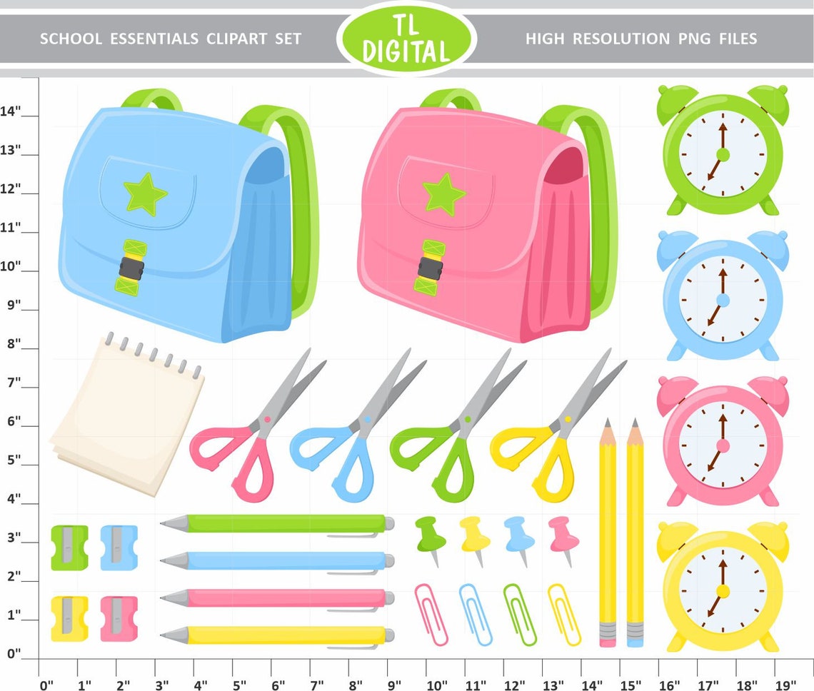 School Clipart Back to School Essential 48 Illustrations - Etsy Australia