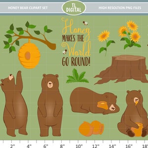 Honey Bear Clipart Set Animal Clipart Woodland Clipart - Etsy Australia