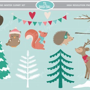 Woodland Winter Clipart Set Digital PNG Files 40 Winter Themed ...