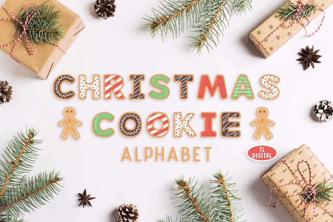 Christmas Cookie Alphabet - High Resolution PNG Files - 52 Letters and ...