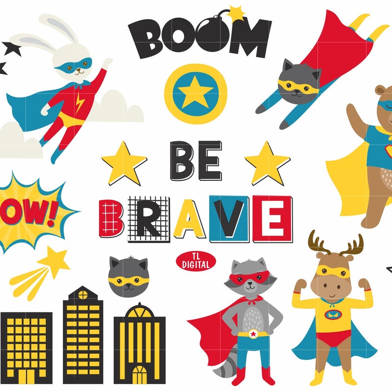 Superhero Clipart - Etsy