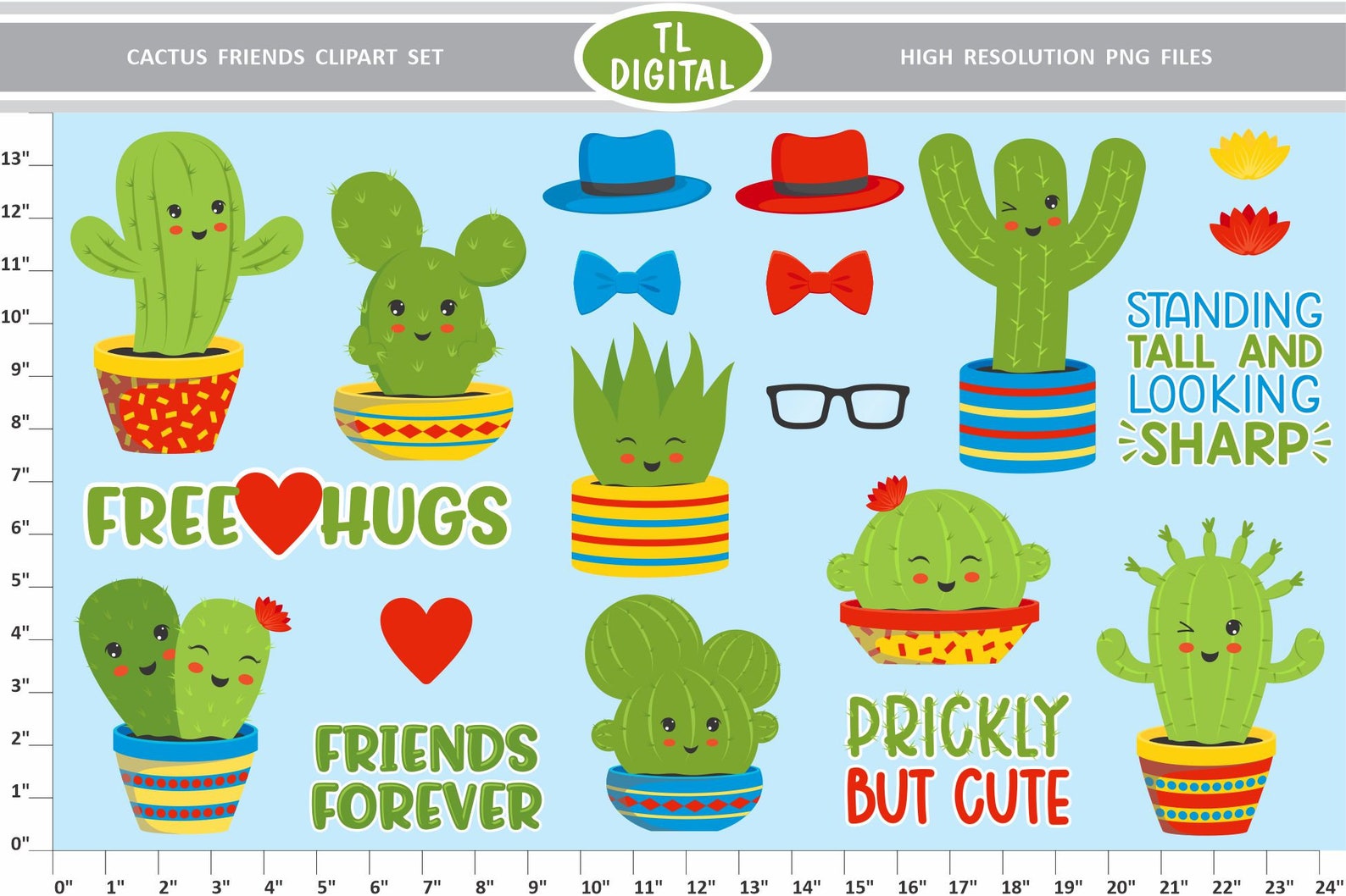 Cactus Friends Clipart Set 20 ilustraciones Archivos PNG - Etsy España