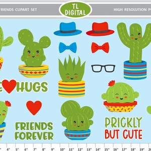 Cactus Friends Clipart Set - 20 Illustrations - Digital PNG Files ...