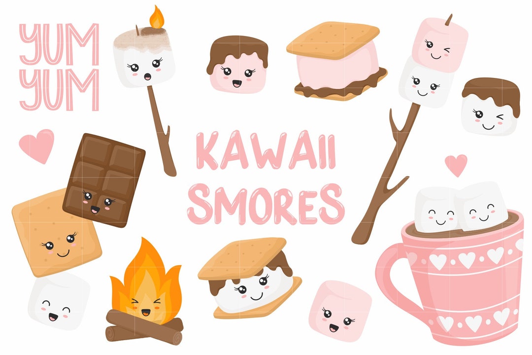Kawaii Smores and Marshmallows Clipart Set High Resolution PNG Files 27 ...