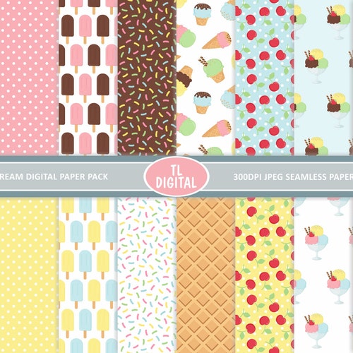 Ice Cream Seamless Digital Paper Seamless Background - Etsy