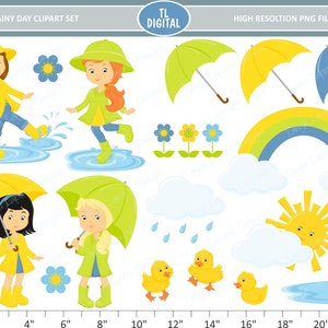 Rain Clipart Set - Rainy Days Clipart - Digital Download - 23 Piece Set ...