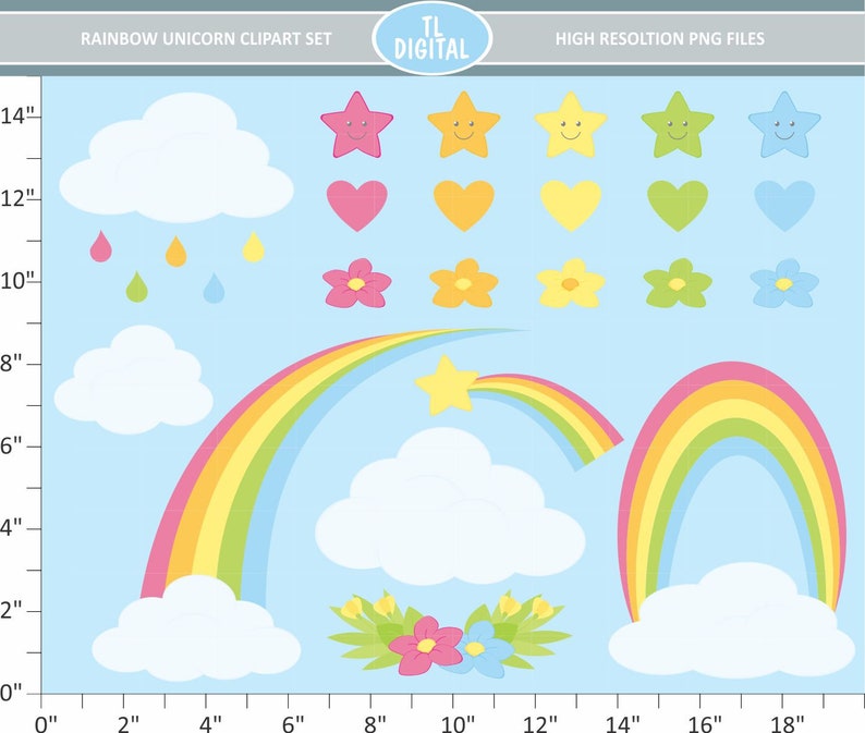 Rainbow Unicorn Clipart Set High Resolution PNG Files 30 - Etsy Australia