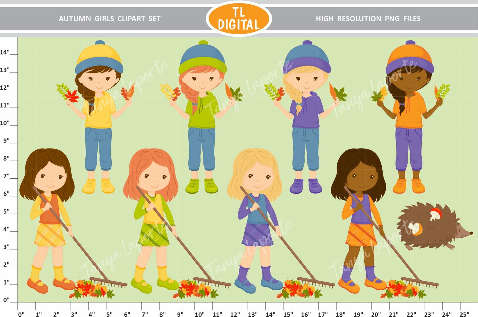 Autumn Girls Clipart Set Fall Clipart Digital PNG Files - Etsy Australia
