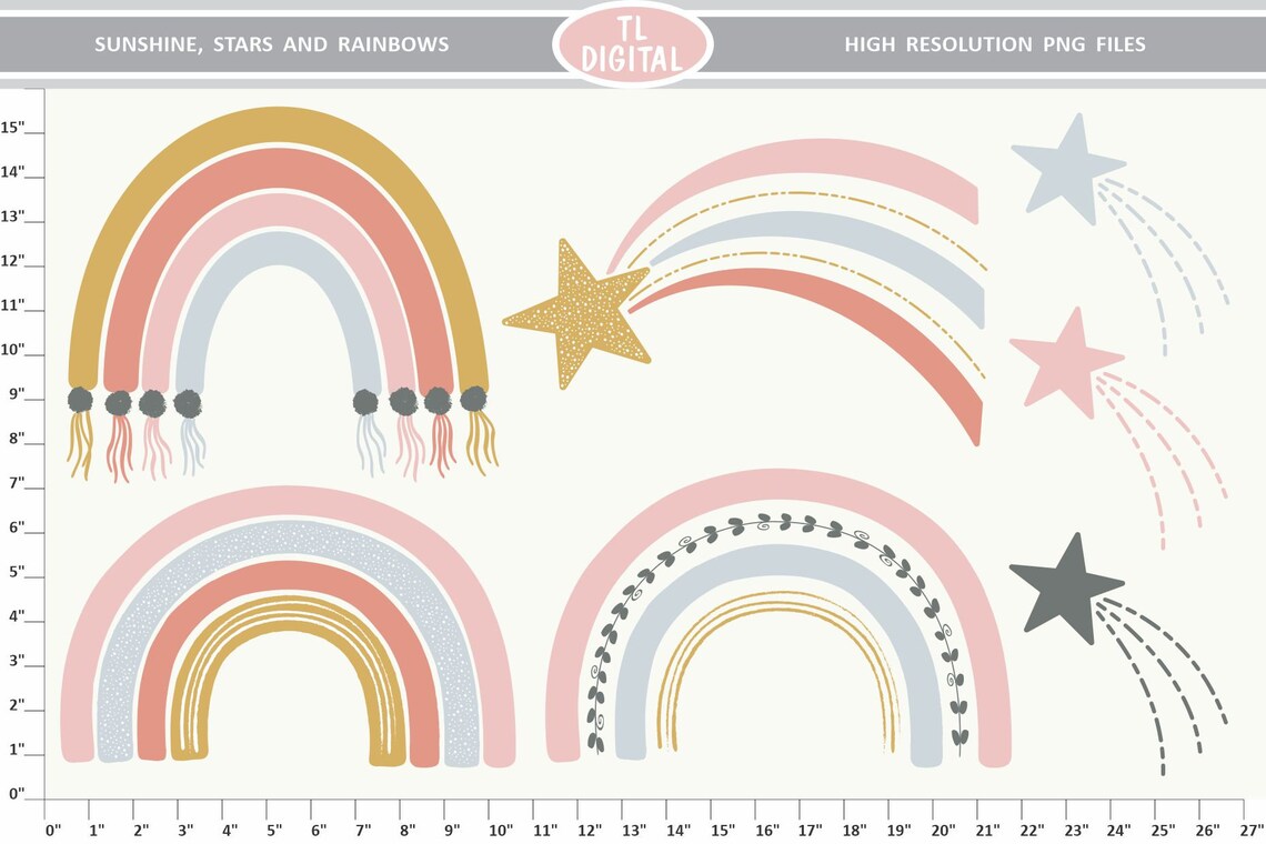 Sunshine Stars and Rainbows Clipart 45 Illustrations - Etsy